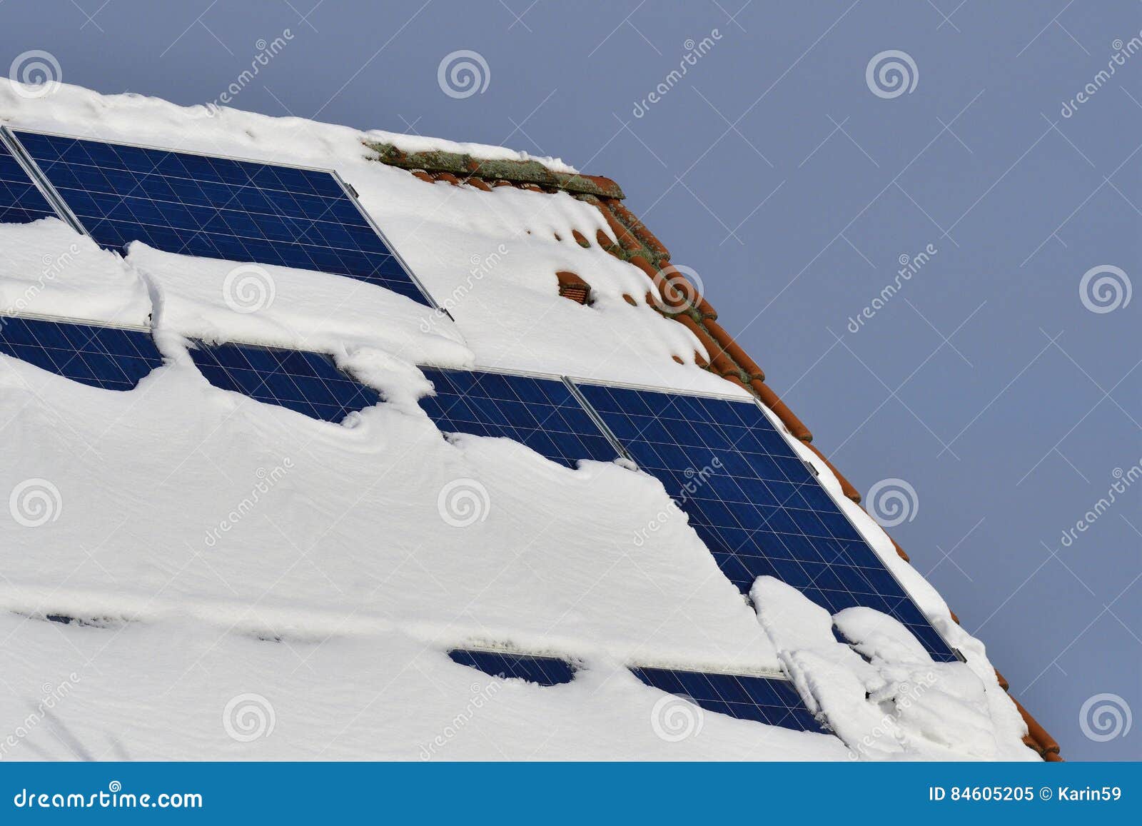 Solar panels with snow stock image. Image of panel, generation - 84605205