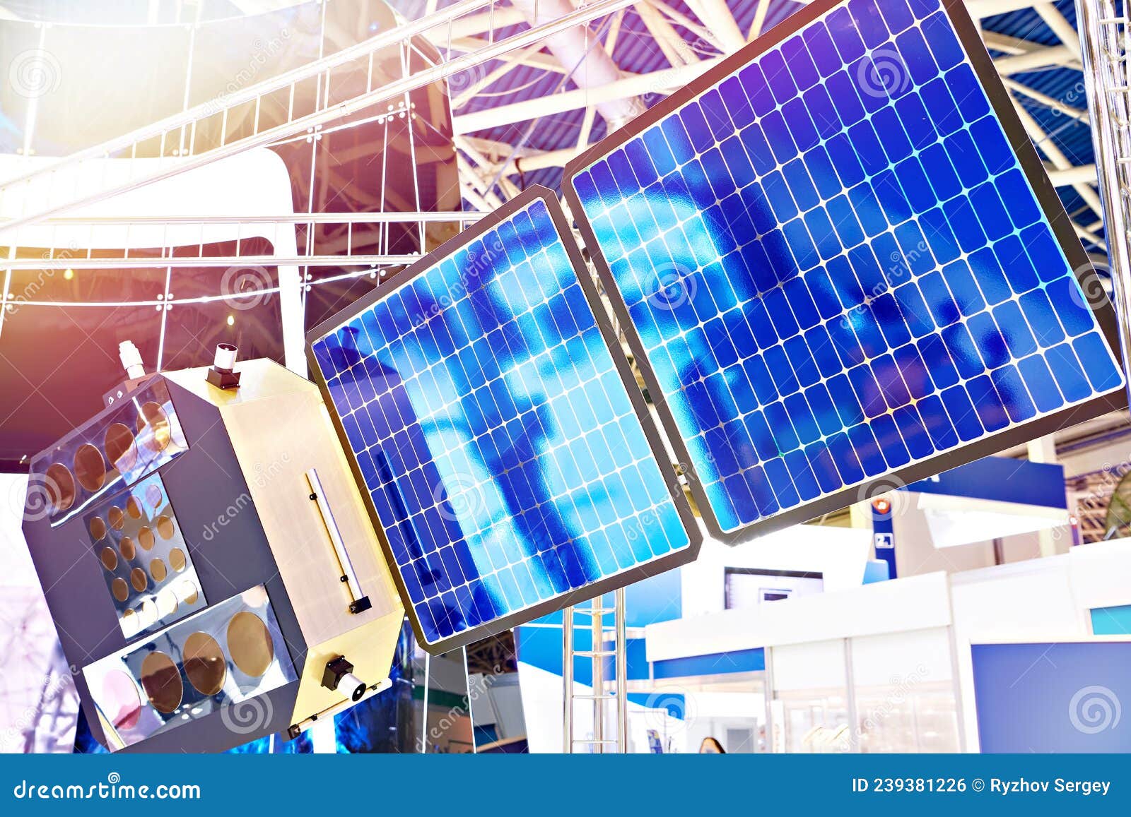 Solar Panels on Space Exhibition Stock Photo - Image of sample, system ...
