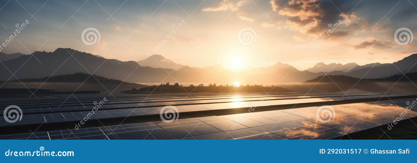 Solar Panels Spread on a Flat Piece of Land Stock Illustration ...