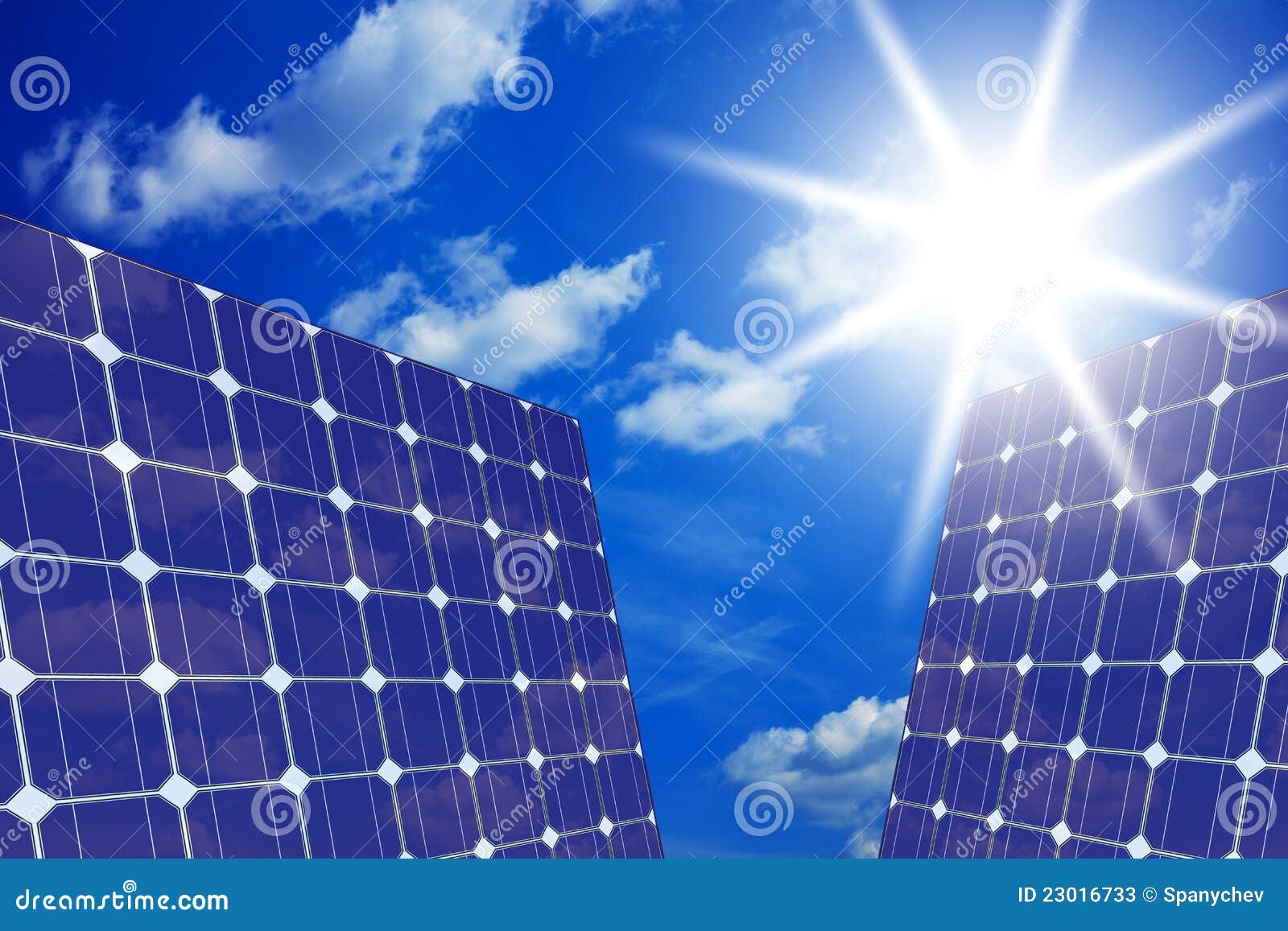 Solar panels with sun stock image. Image of blue, power - 23016733