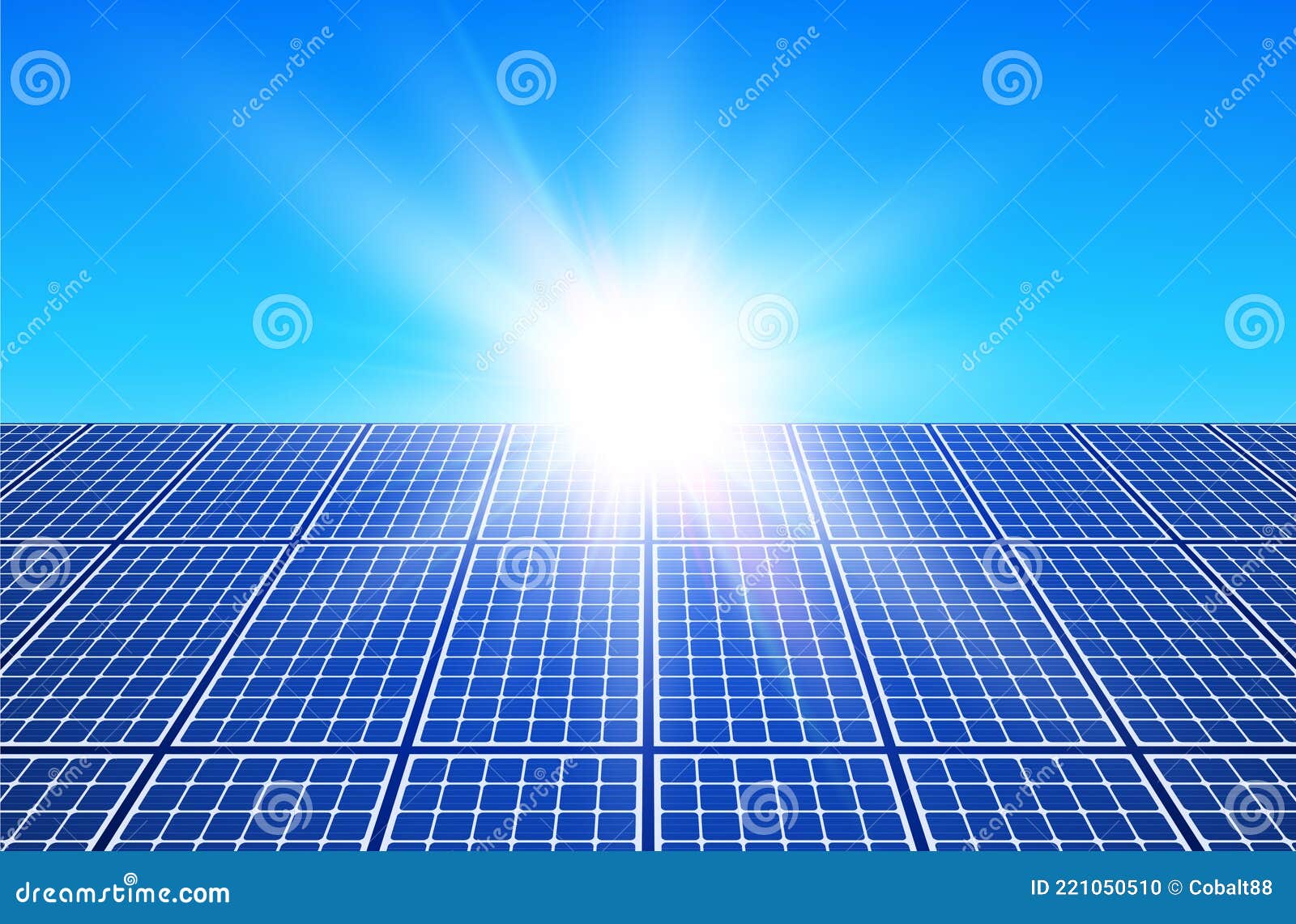 Solar panels and sun stock vector. Illustration of solar - 221050510