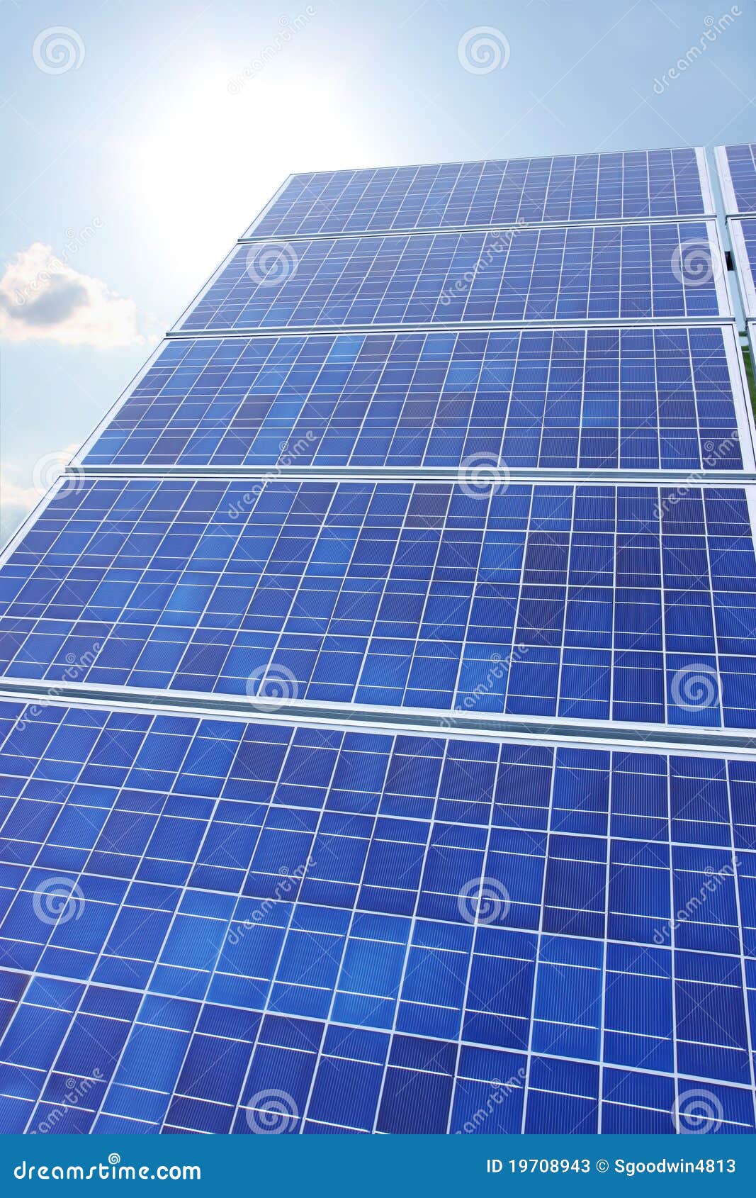 Solar Panels Sun and Sky Vertical Stock Image - Image of electric ...