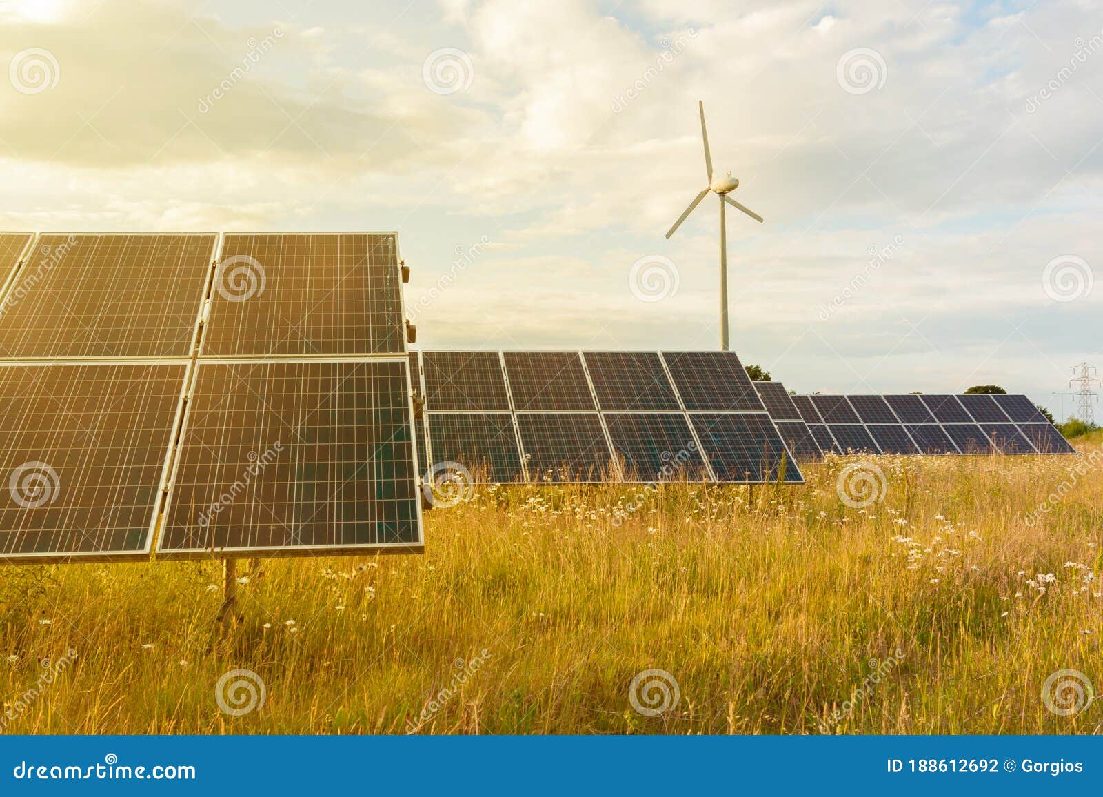 Solar Panels at Sunset. Renewable Energy. Stock Photo - Image of ...