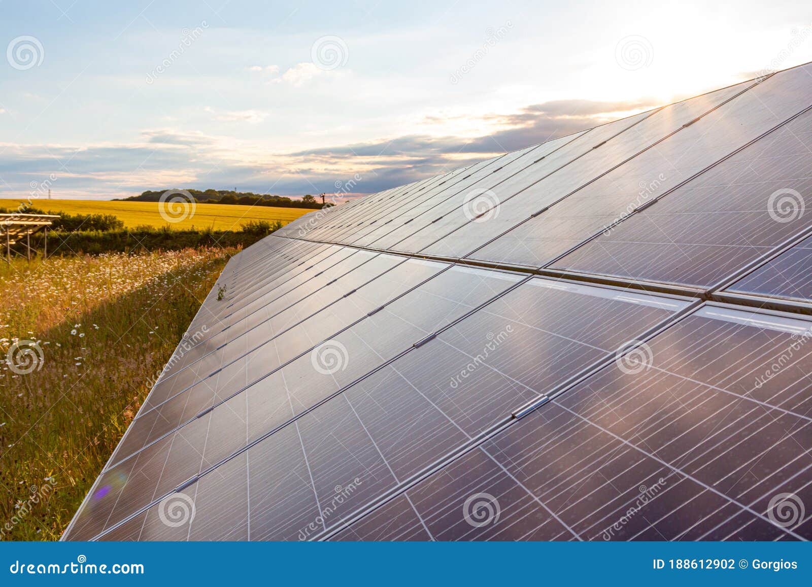 Solar Panels at Sunset. Renewable Energy. Stock Photo - Image of ...