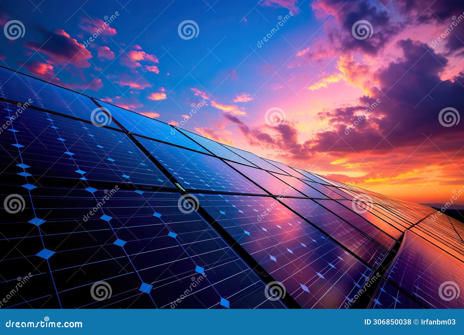Solar Panels on the Sunset Sky Background. the Concept of Renewable ...