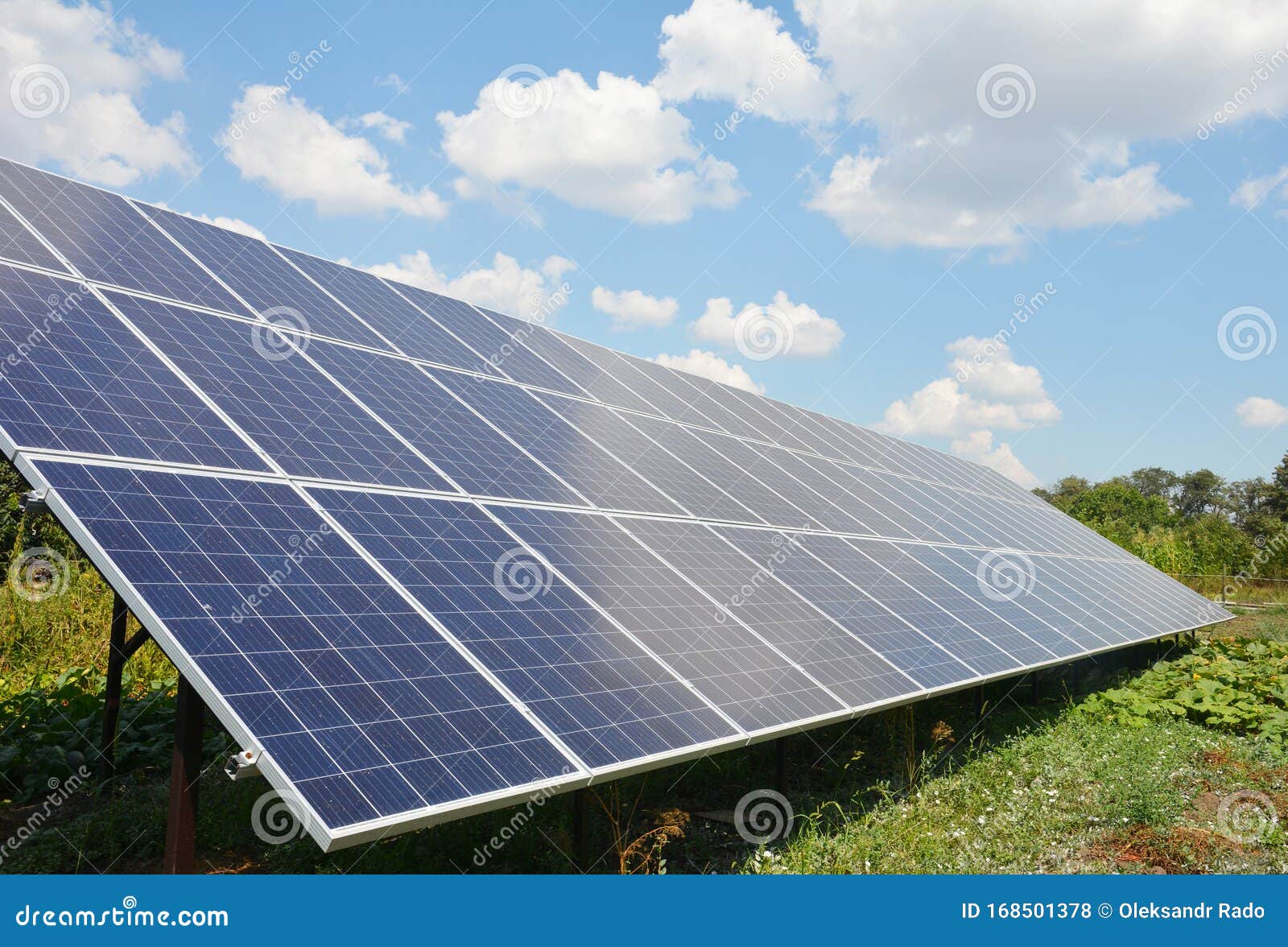 Solar Panels Surface Background with Beautiful Cloudscape Sky in the ...