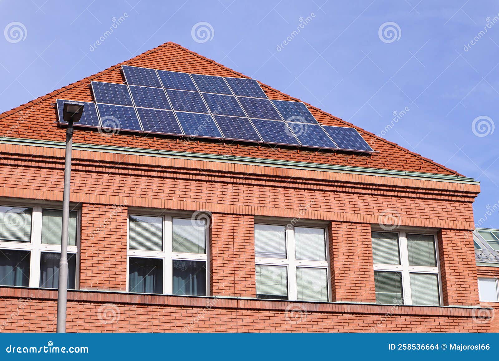 Solar Panels on the Top of a School Building Stock Photo - Image of ...