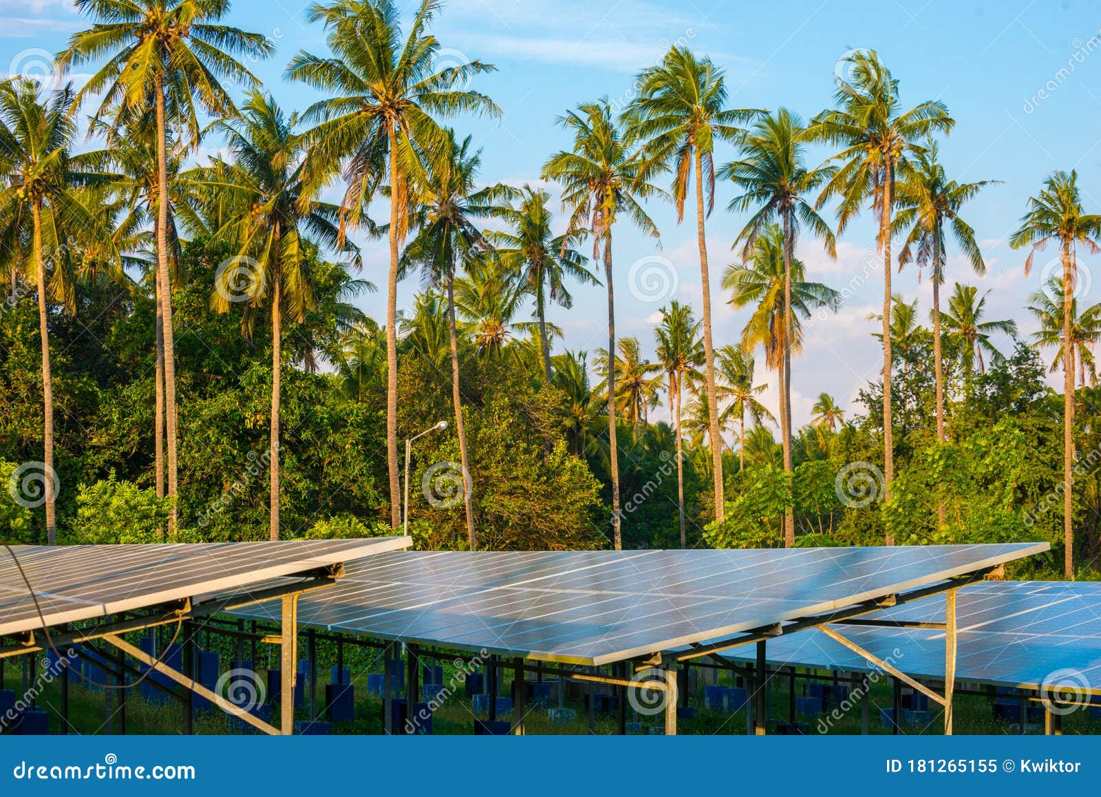 Solar Panels on a Tropical Island Stock Image - Image of tropical ...