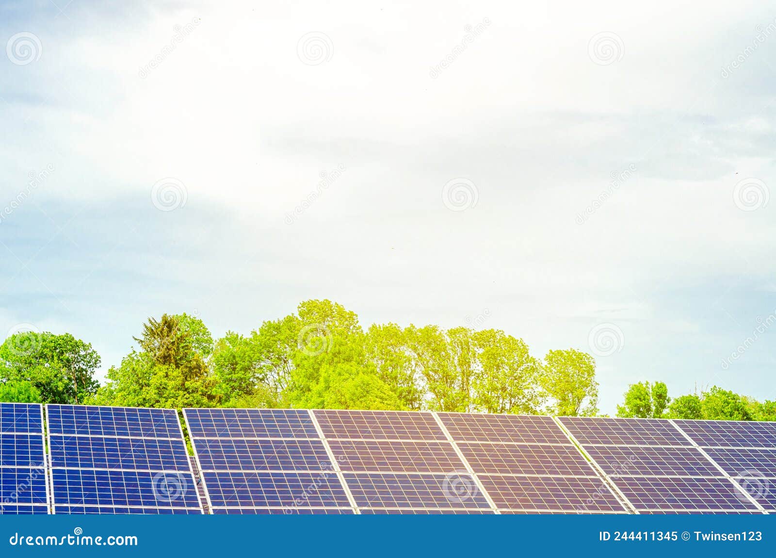 Solar Panels Under a Cloudy Sky. Solar Energy Stock Image - Image of ...