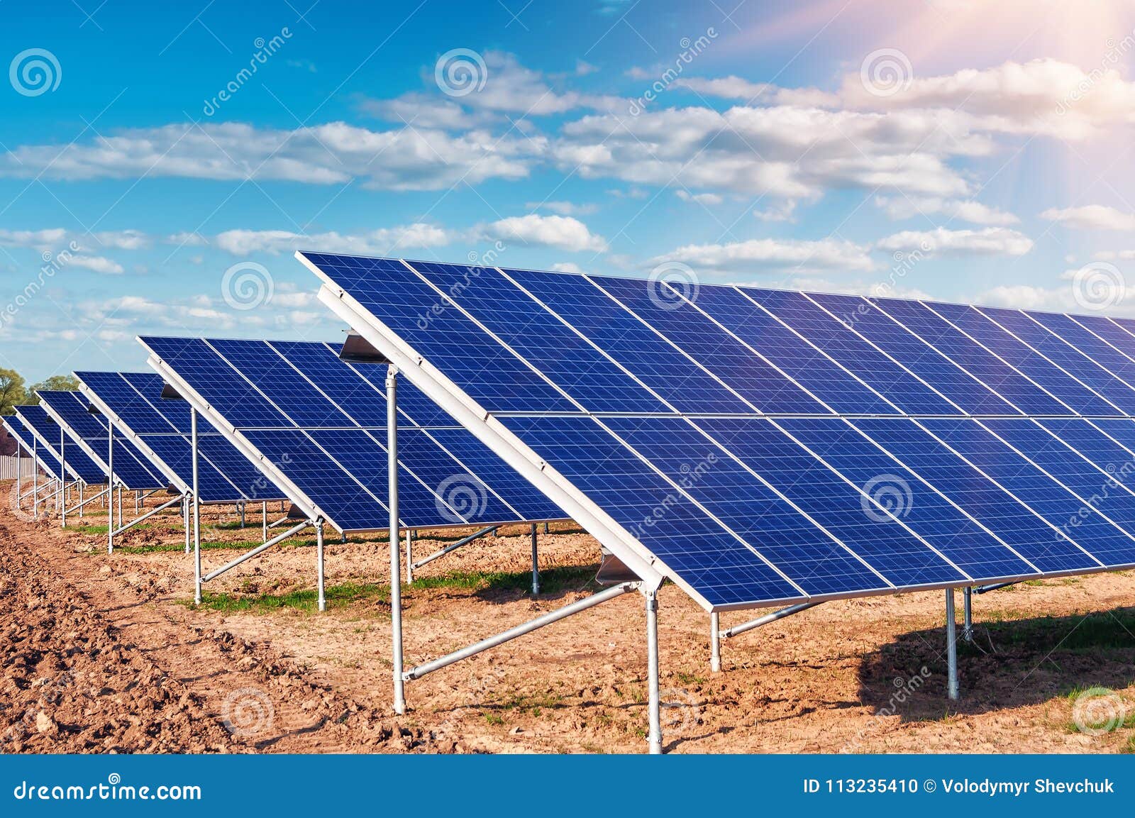 Solar Panels Under the Sun and Sky Stock Photo - Image of change ...