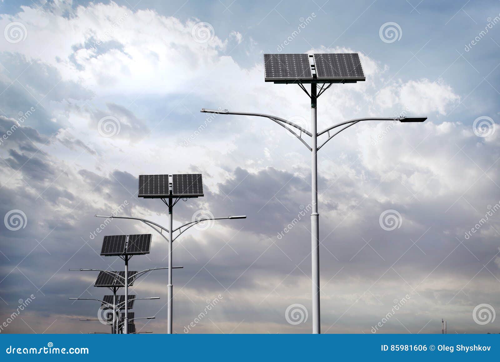Solar Panels Used for Street Lighting. Stock Photo - Image of lamp ...