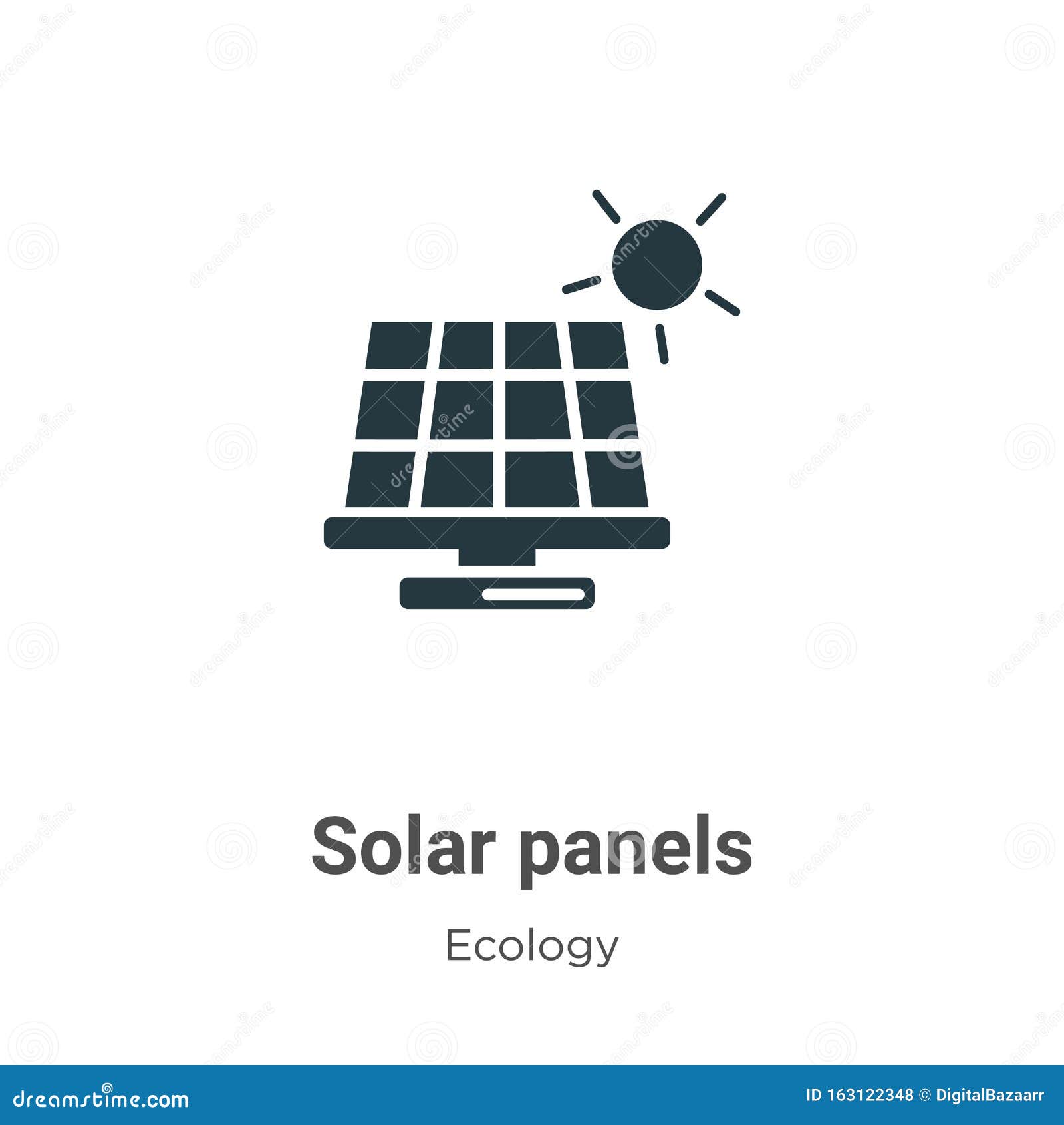Solar Panels Vector Icon On White Background. Flat Vector Solar Panels ...