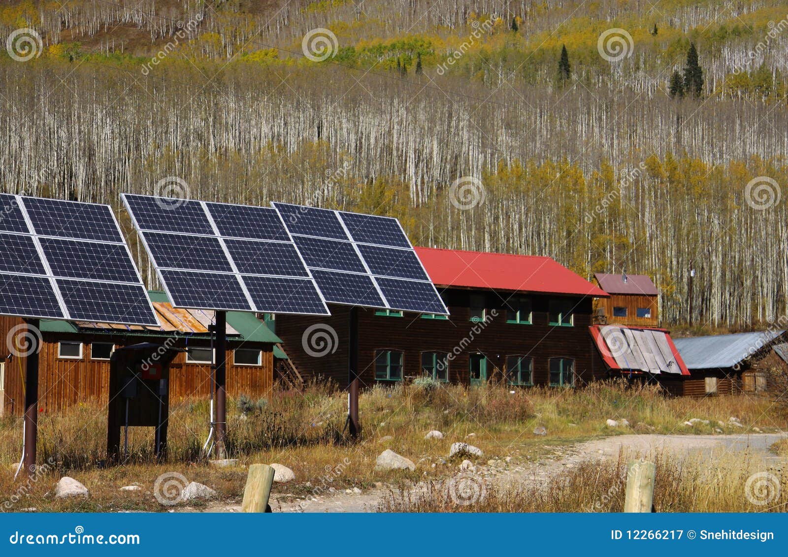 Solar panels in a village stock image. Image of alternative - 12266217