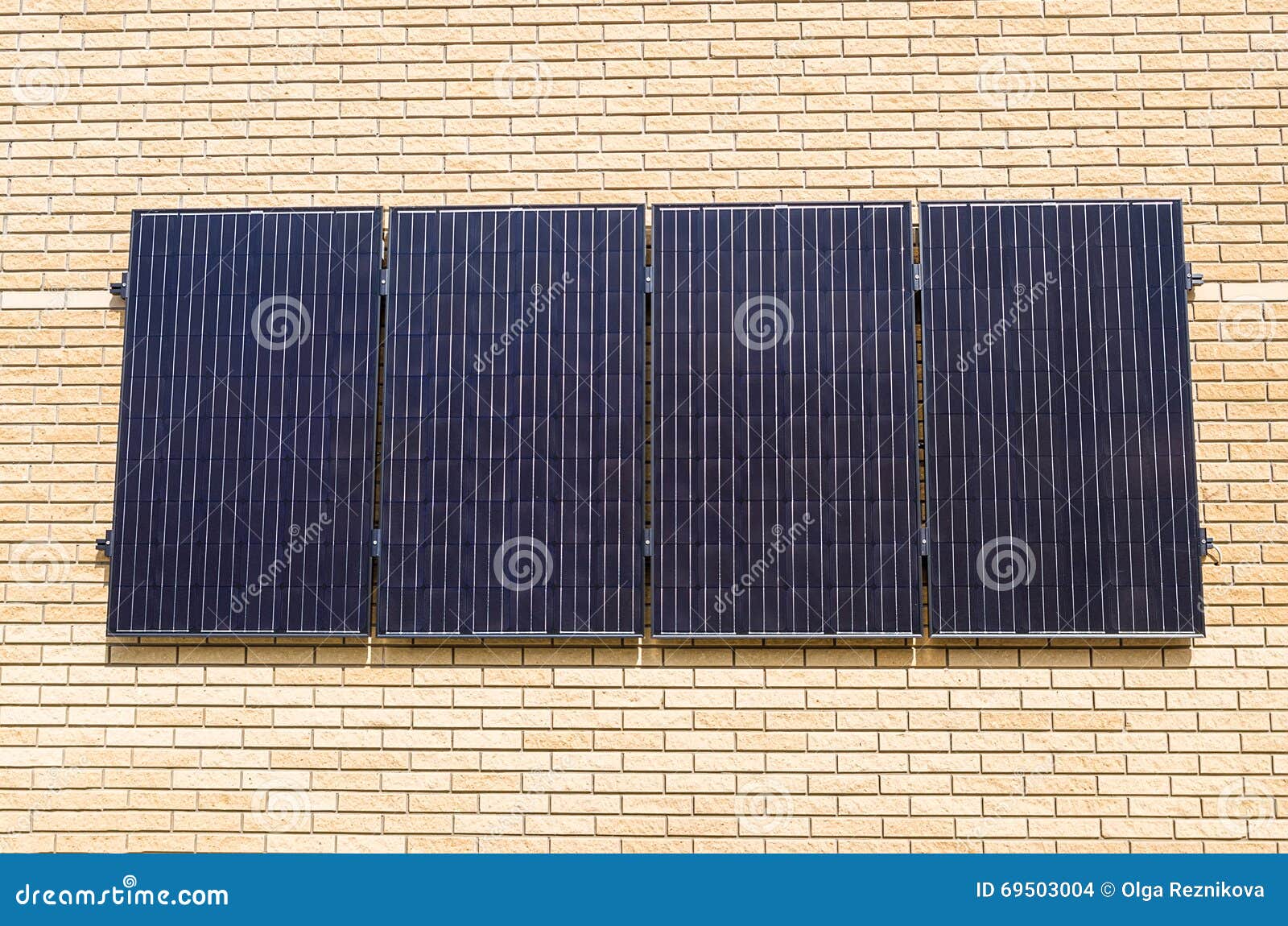 Solar Panels on the Wall of a Building Stock Photo - Image of blue ...