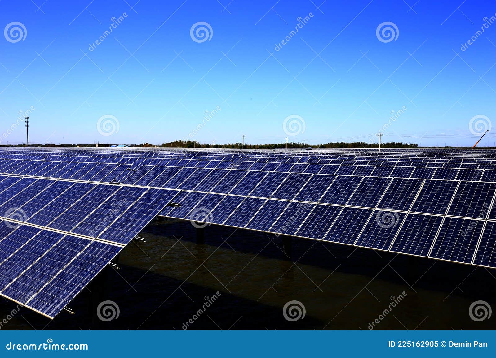 Solar panels on the water stock image. Image of wind - 225162905