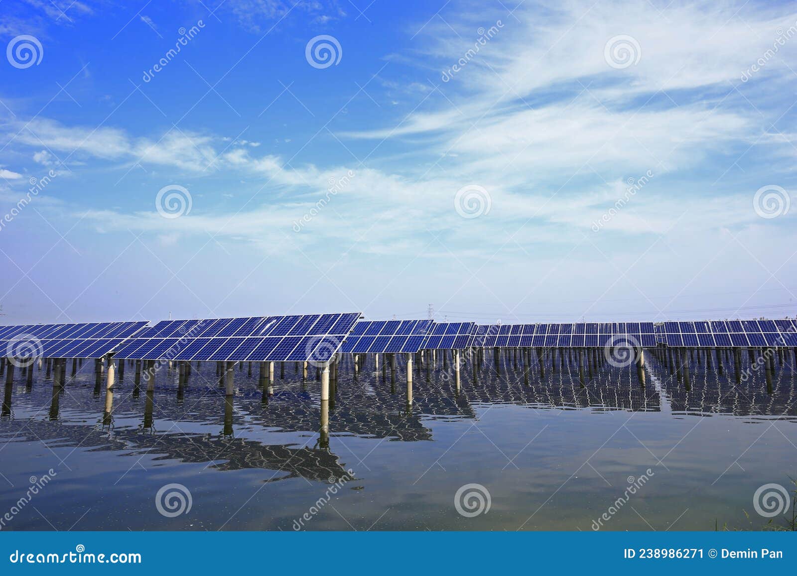 Solar panels on the water stock image. Image of solar - 238986271