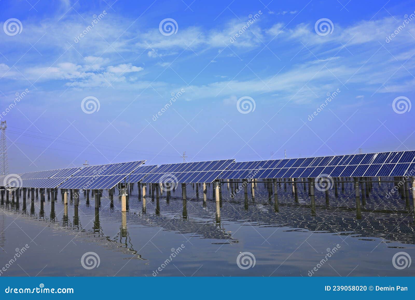 Solar panels on the water stock photo. Image of environmental - 239058020