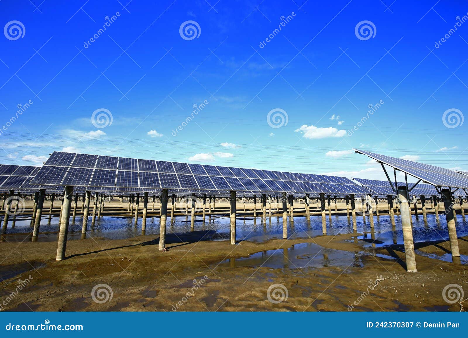 Solar panels on the water stock image. Image of landscape - 242370307