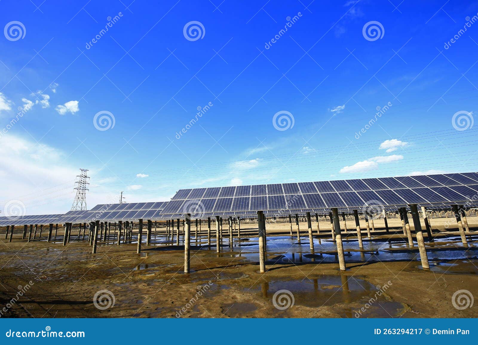 Solar panels on the water stock image. Image of technology - 263294217