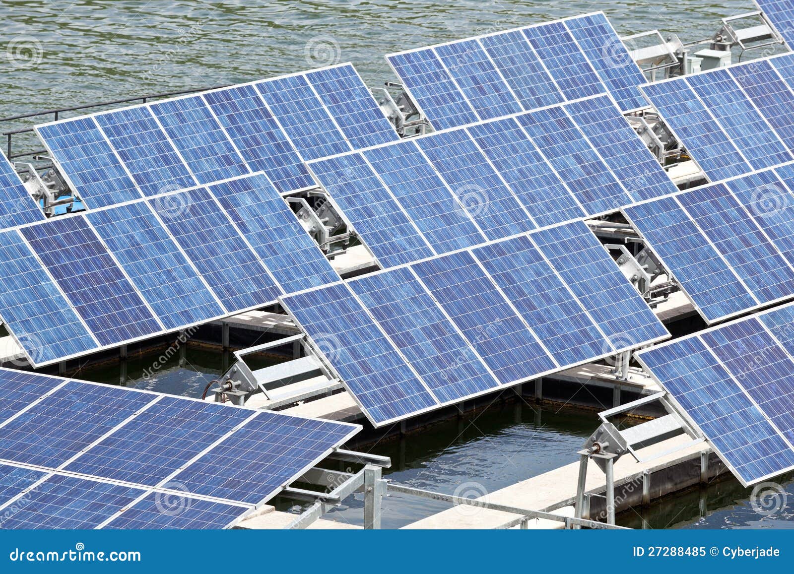 Solar panels on the water. stock image. Image of pattern - 27288485
