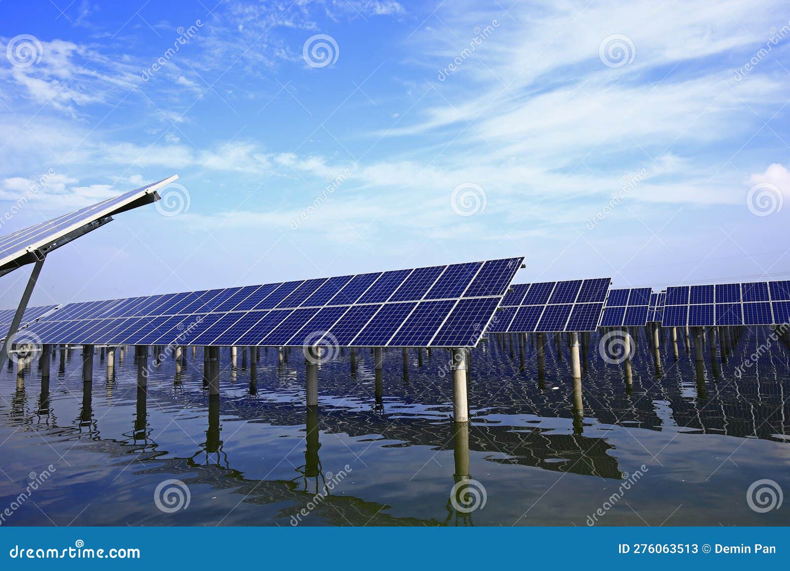 Solar panels on the water stock image. Image of infrastructure - 276063513