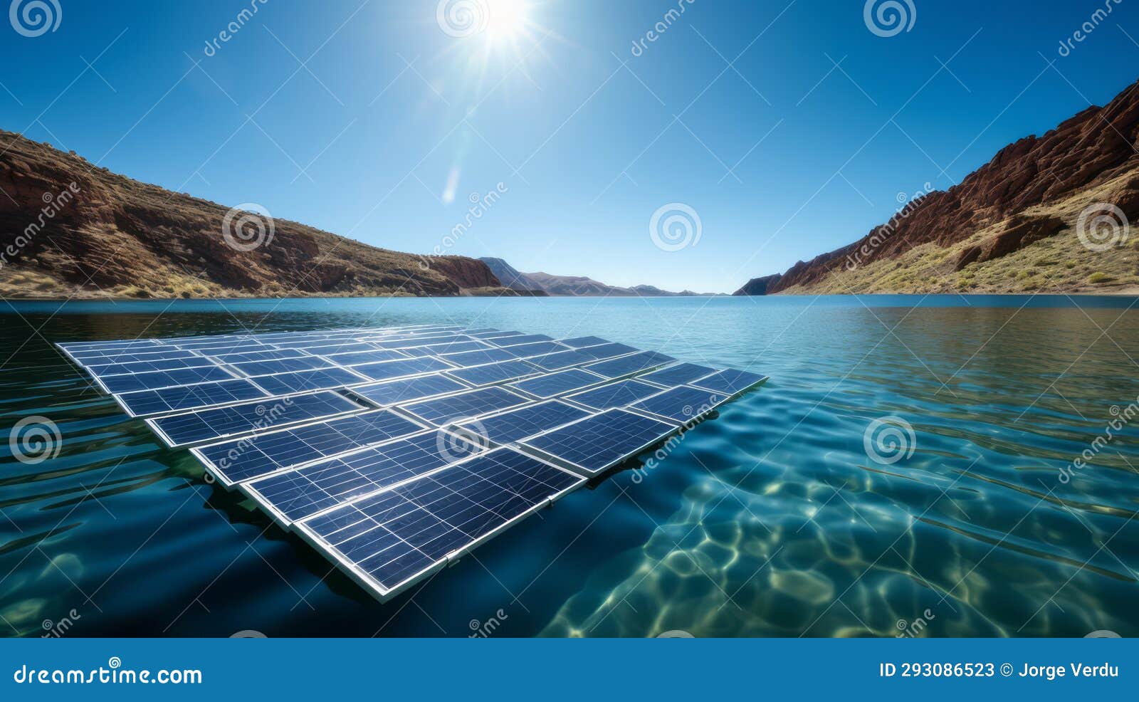Solar panels in the water stock illustration. Illustration of energy ...