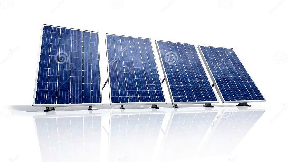 Solar Panels on White Background Stock Illustration - Illustration of ...