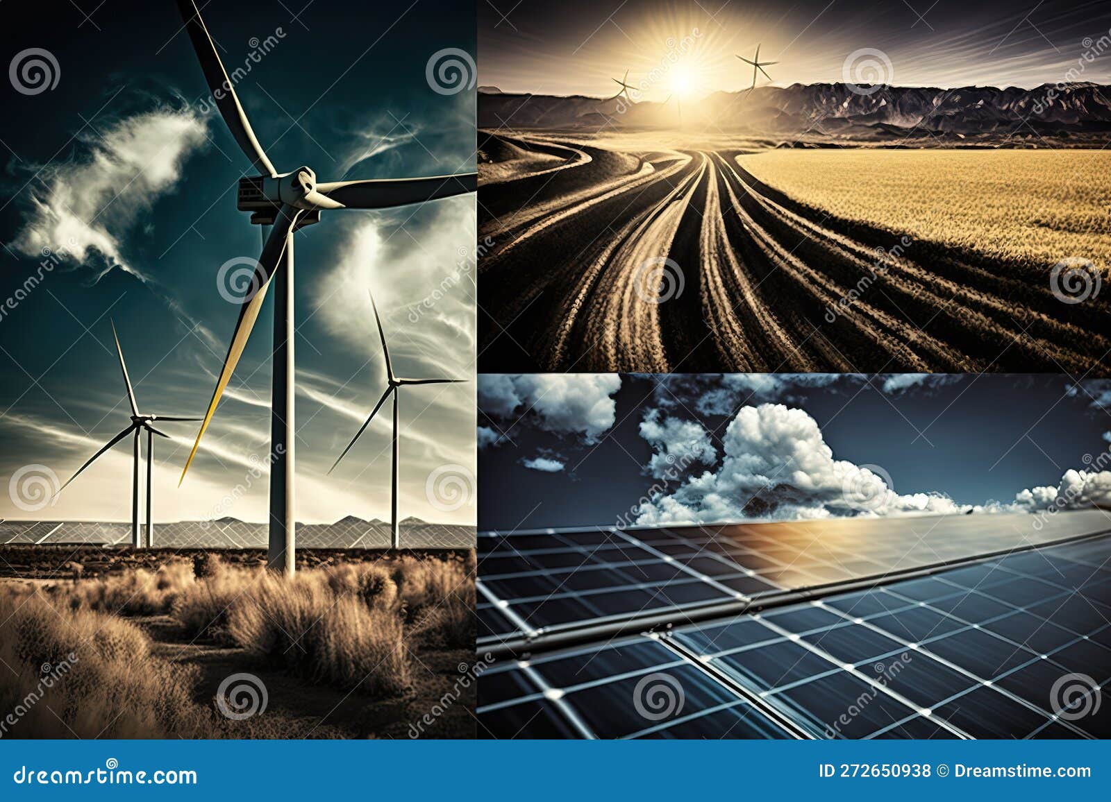 Solar Panels,wind and Power Turbines,AI Generated Stock Illustration ...