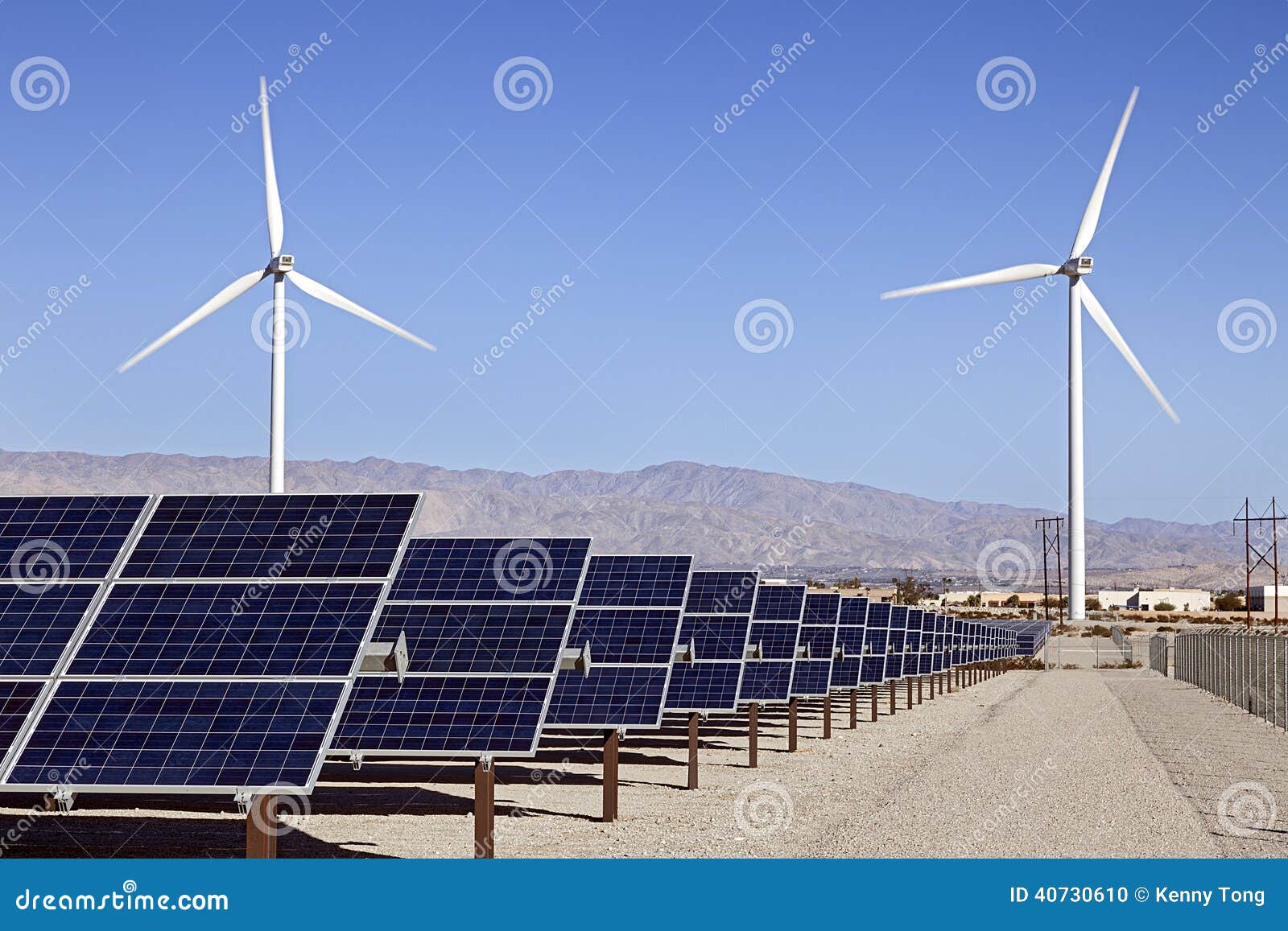 Solar Panels and Wind Turbines Power Stock Photo - Image of ...