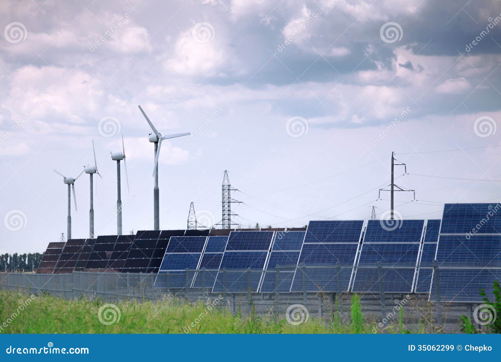 Solar panels and windmill stock image. Image of futuristic - 35062299