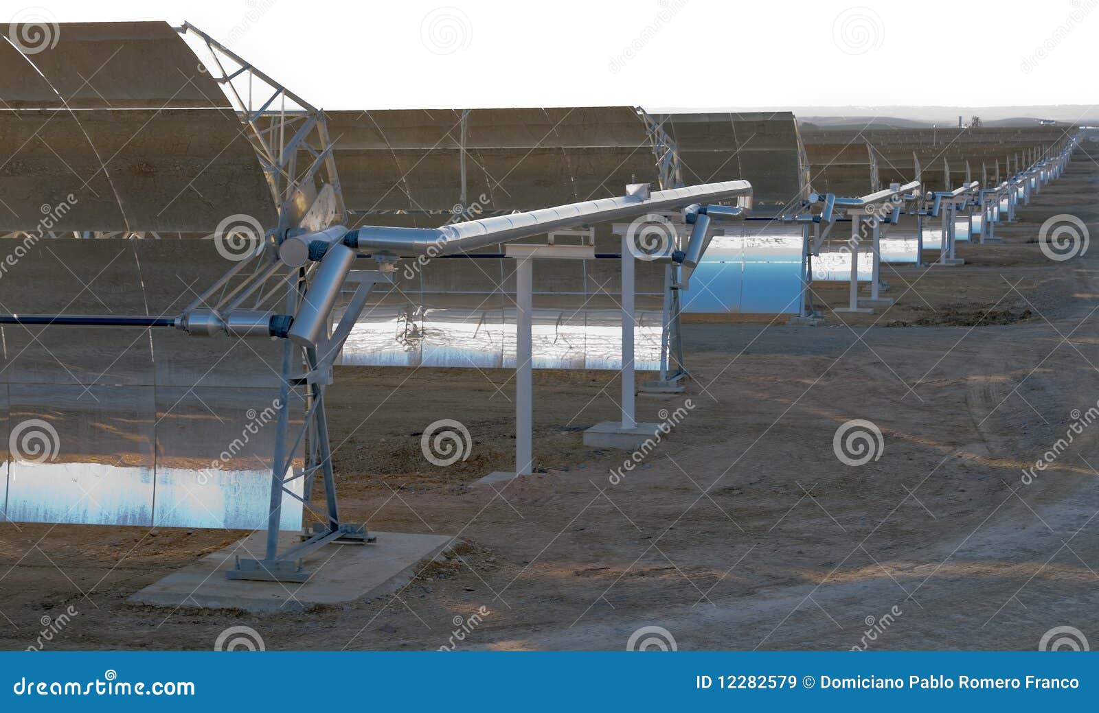 Solar parabolic mirrors stock image. Image of heat, movable - 12282579