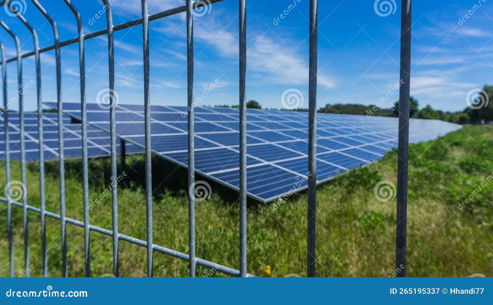 Solar Park with Lots of Solar Cells Behind a Fence Stock Image - Image ...