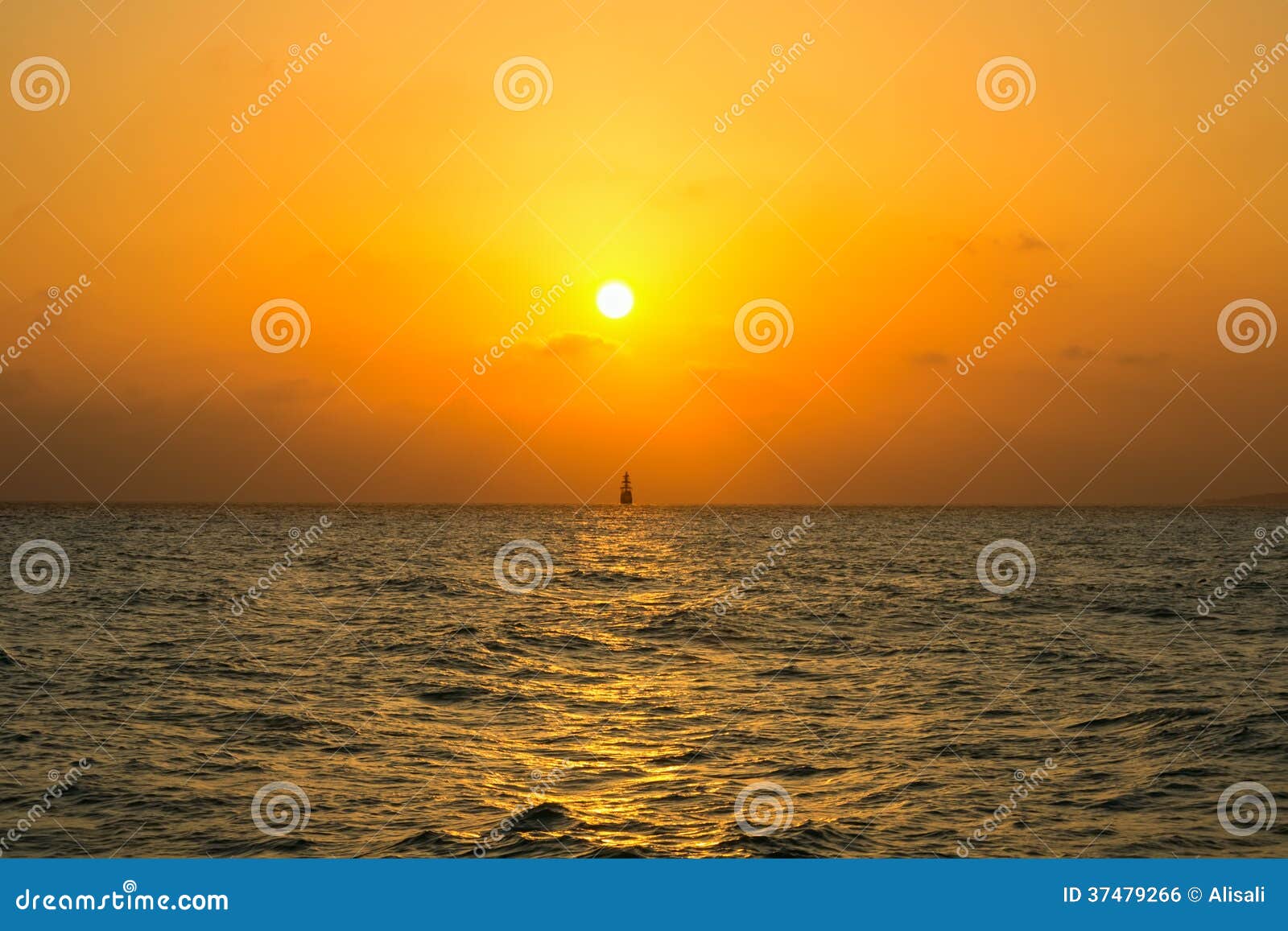 Solar a Path in the Mediterranean Sea with Silhouette Stock Photo ...