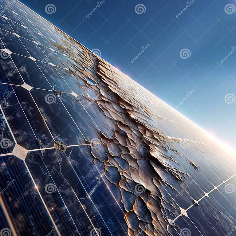 Solar Path: Walkway with Panels at Sunset, Generative Ai Stock ...