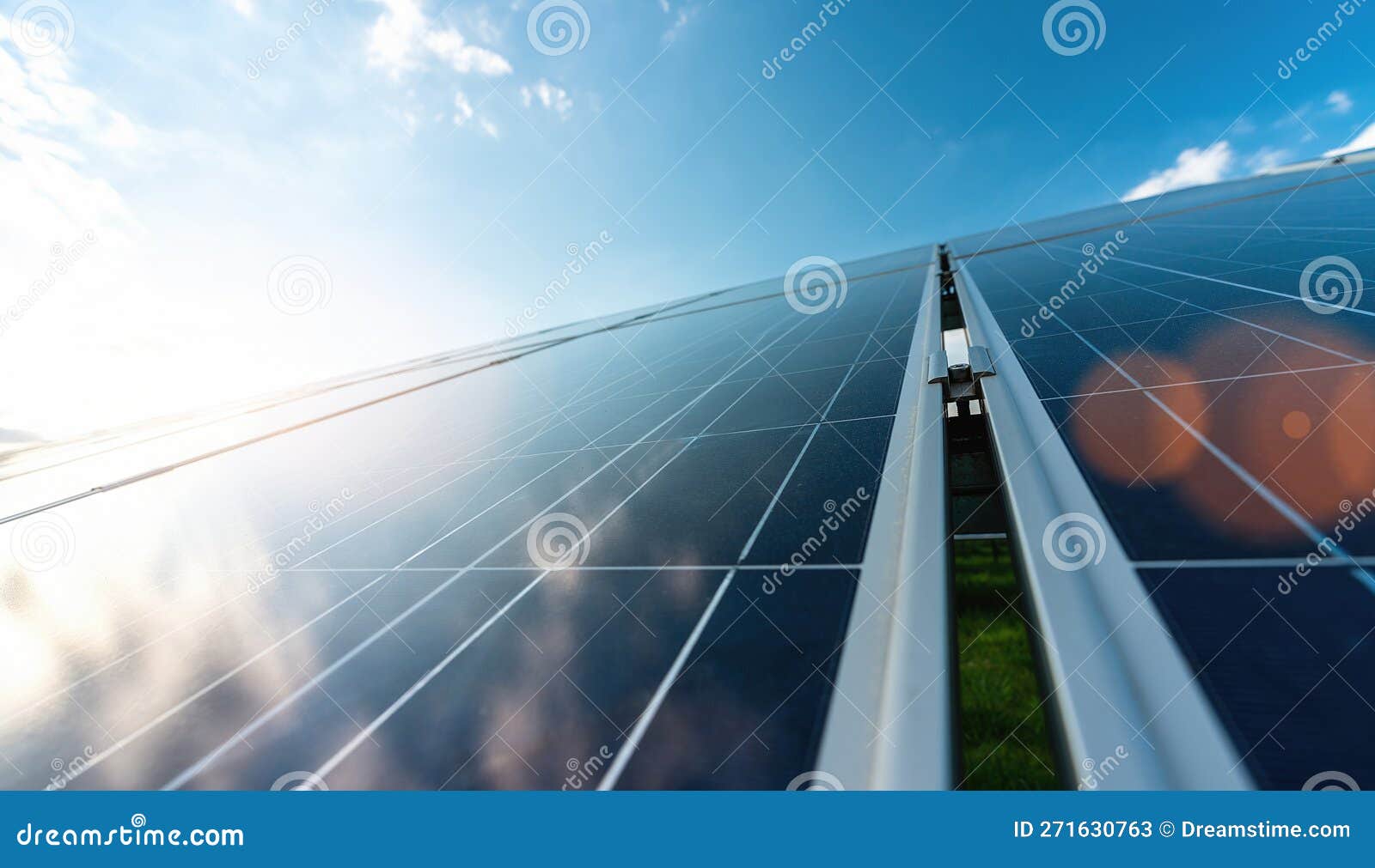 Solar Photovoltaic Modules during Sunset in Power Plant Stock Image ...