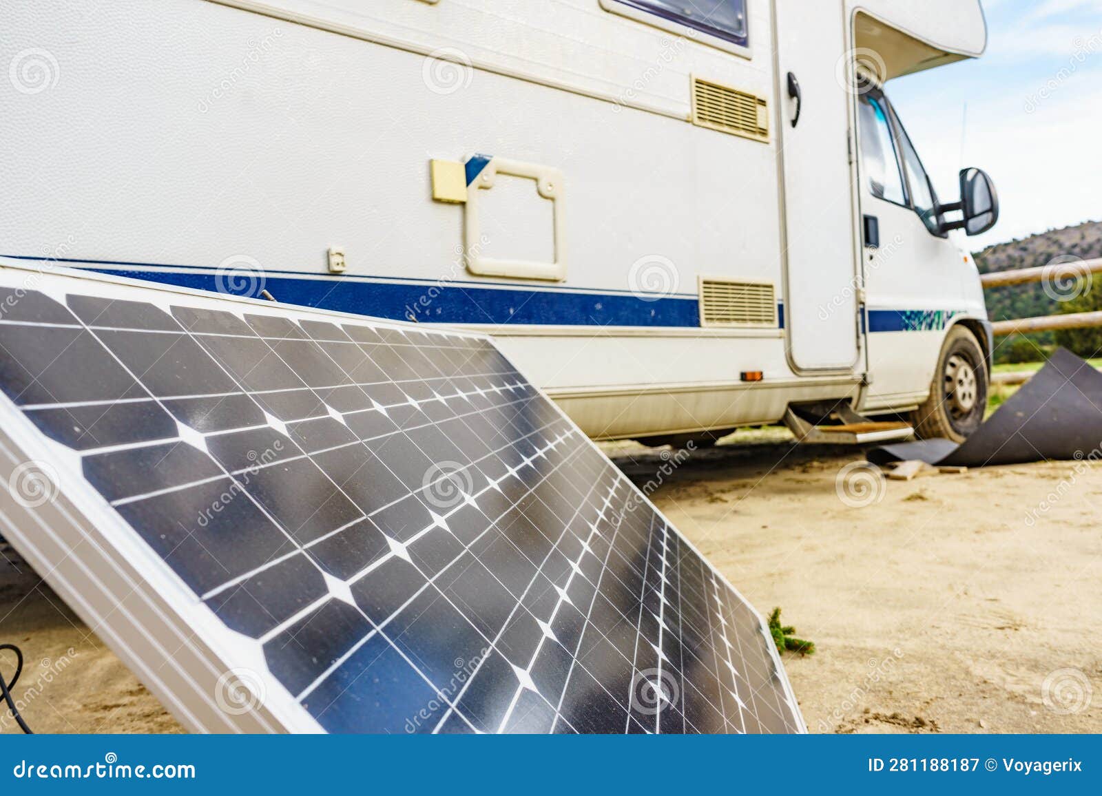 Solar Photovoltaic Panel at Camper Vehicle Stock Image - Image of solar ...