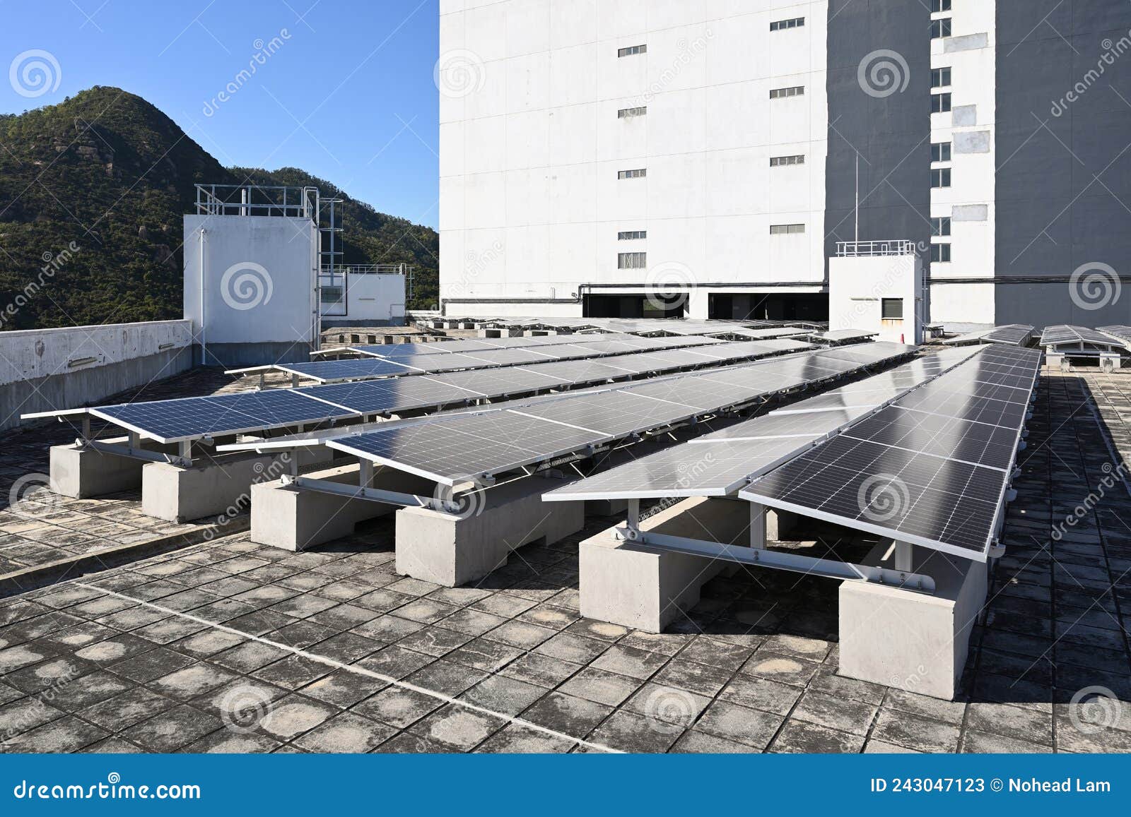 A Solar Photovoltaic System Array on a Rooftop in Hong Kong Stock Image ...