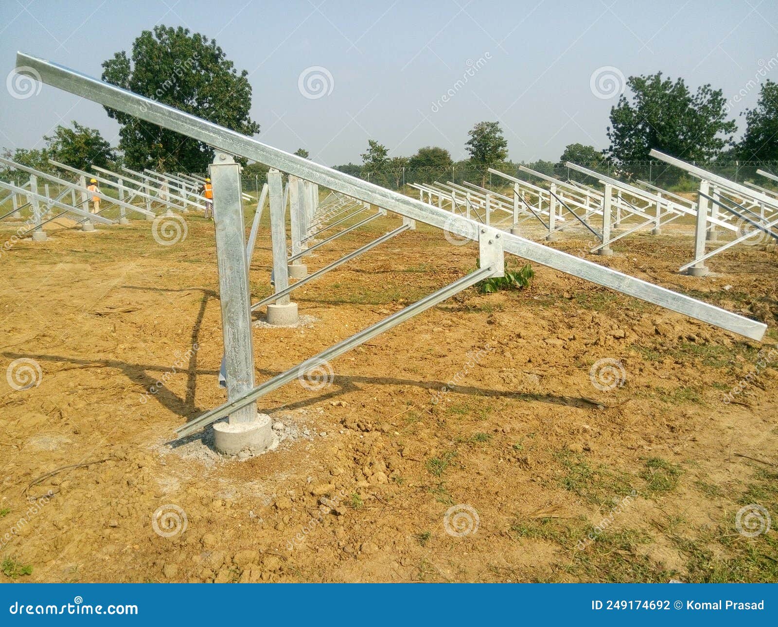 Solar Plant Structure Installation Work for Solar Module Stock Photo ...