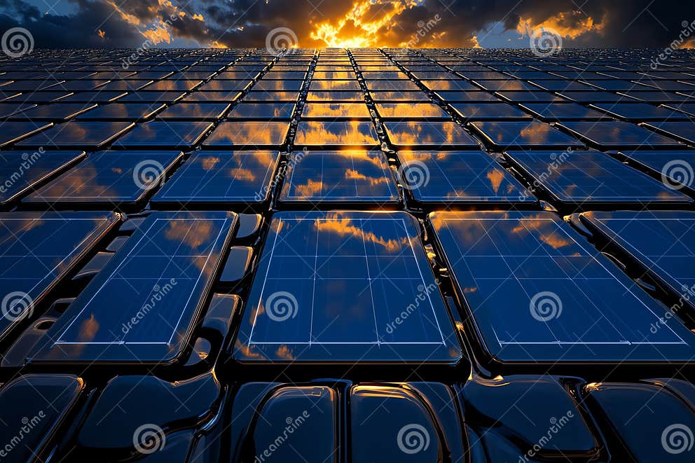 Solar Power Solar Arrays, Reflection, and Bright Shown in a Bright ...