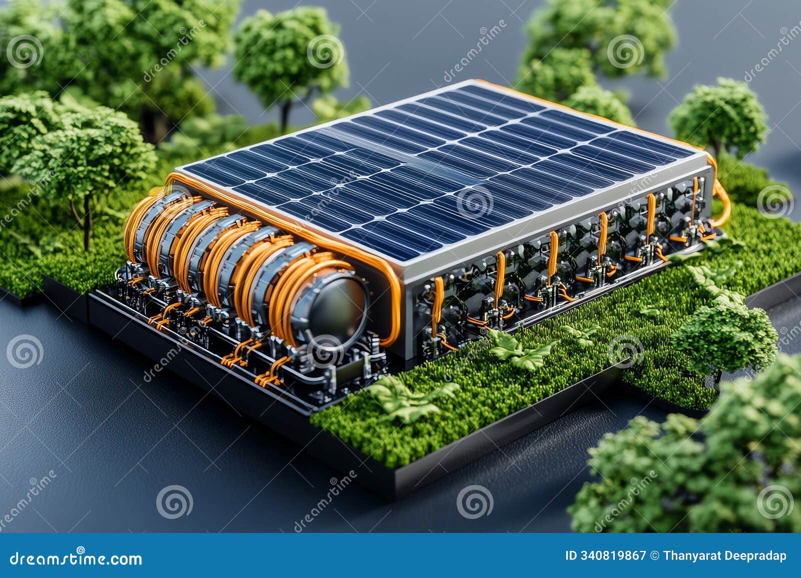 Solar Power Solar Cells, Energy Storage, and Innovation Depicted in a ...