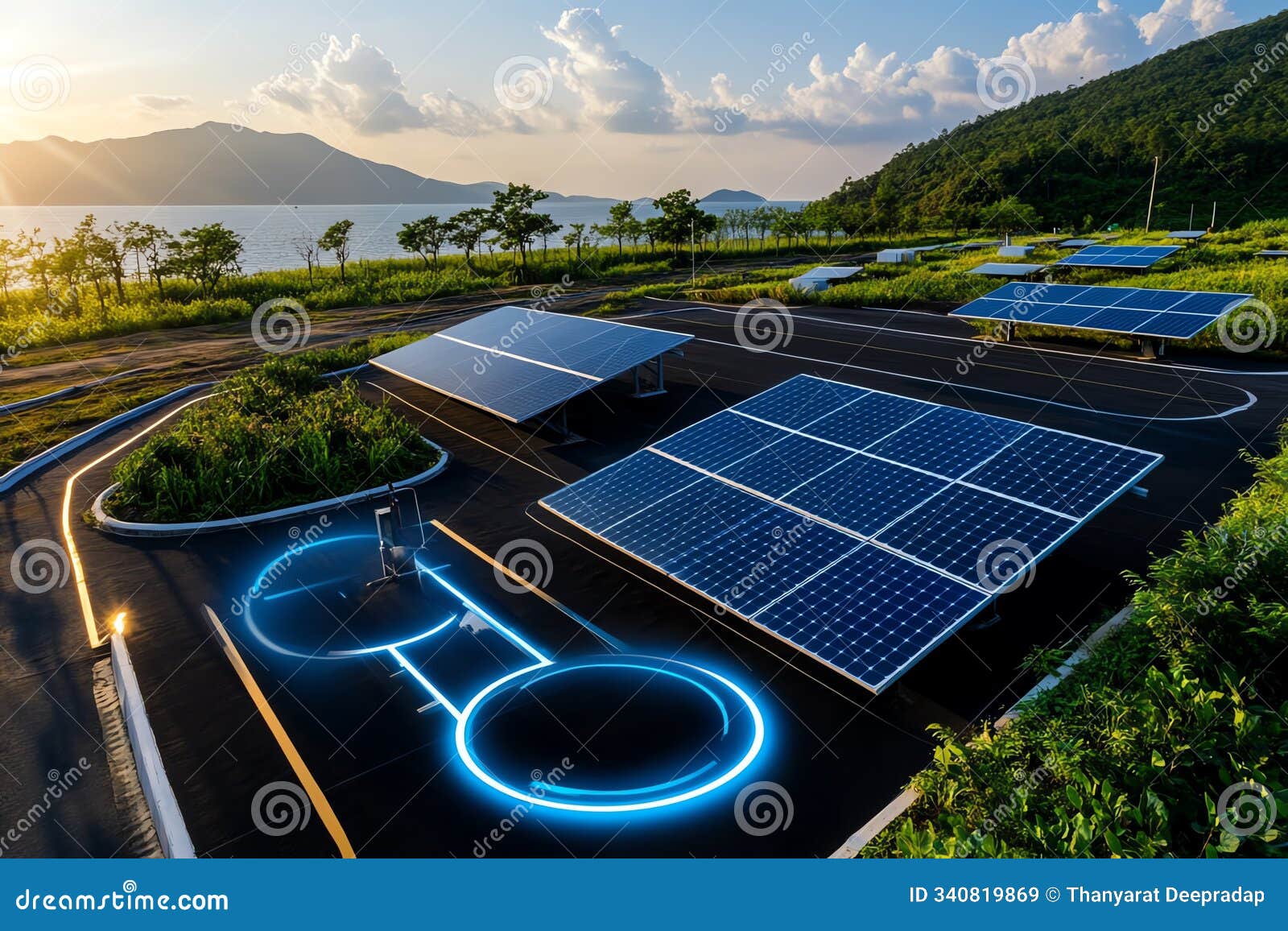 Solar Power Solar Cells, Energy Storage, and Innovation Depicted in a ...