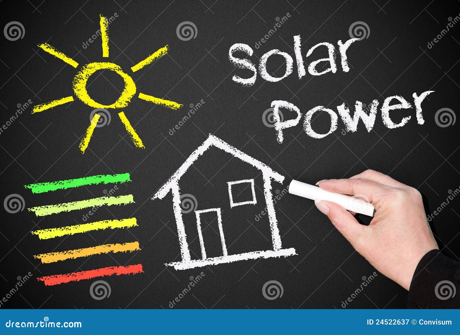 Solar power on chalkboard stock image. Image of renewable - 24522637