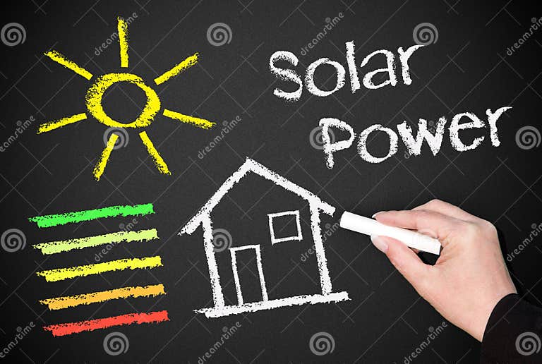 Solar power on chalkboard stock image. Image of renewable - 24522637
