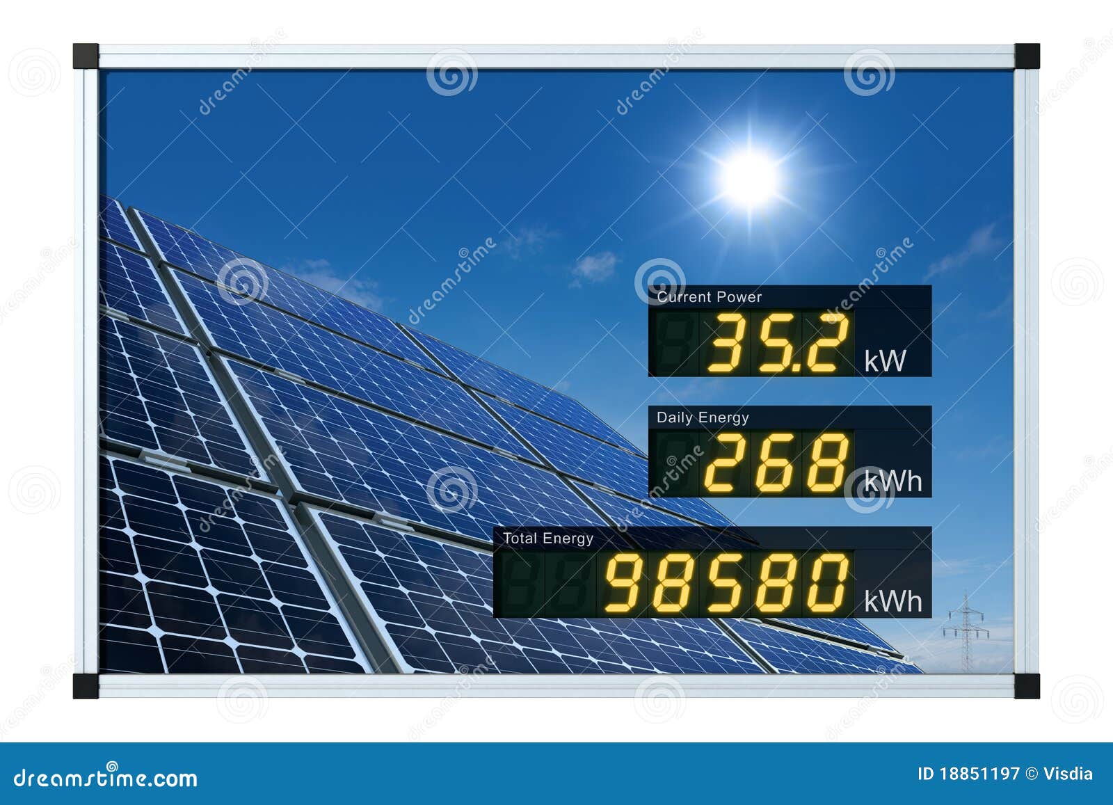 Solar Power Display - English Stock Illustration - Illustration of ...