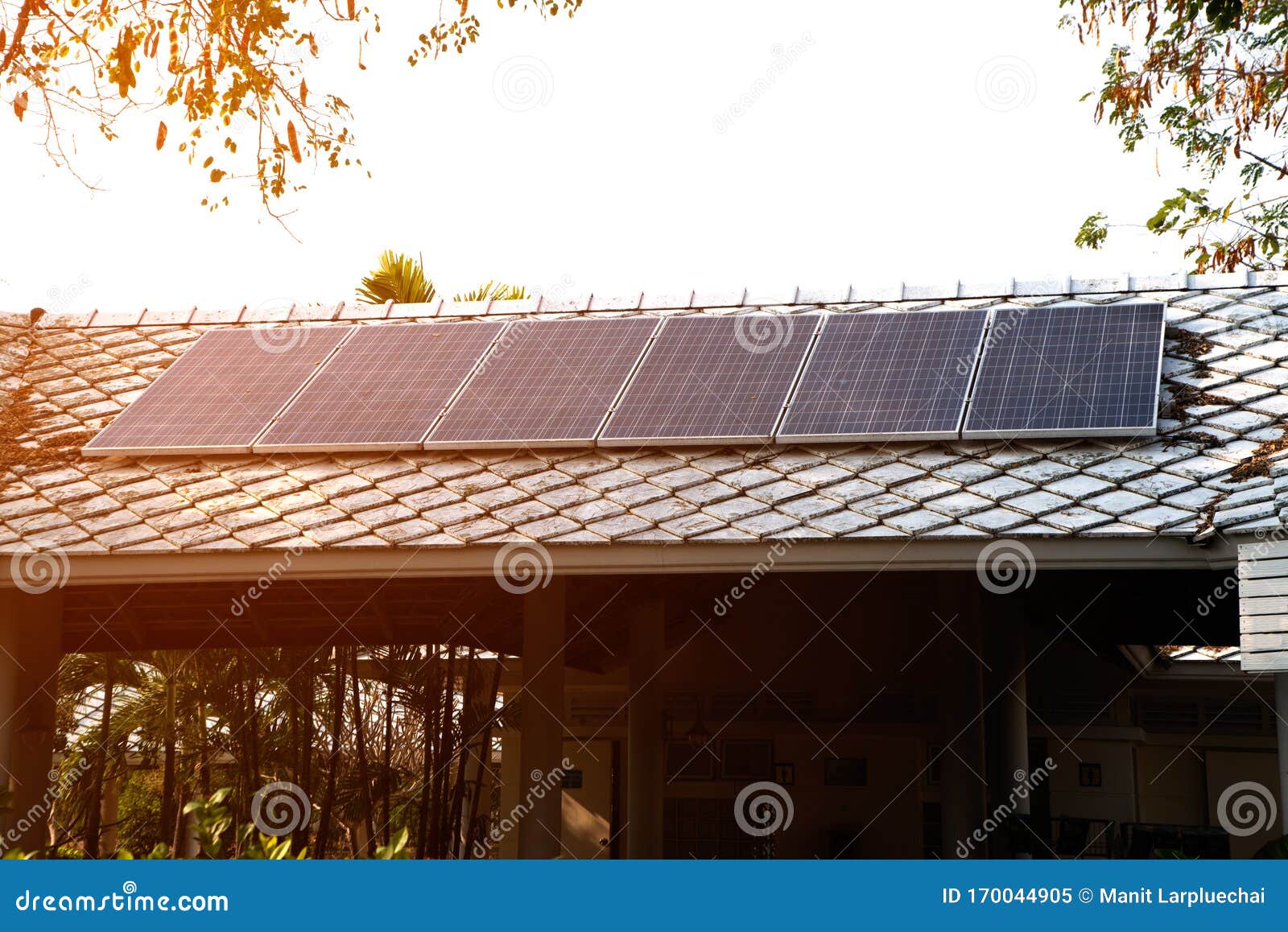 Solar Power Generation Panel Installed on the Roof of the Residence ...