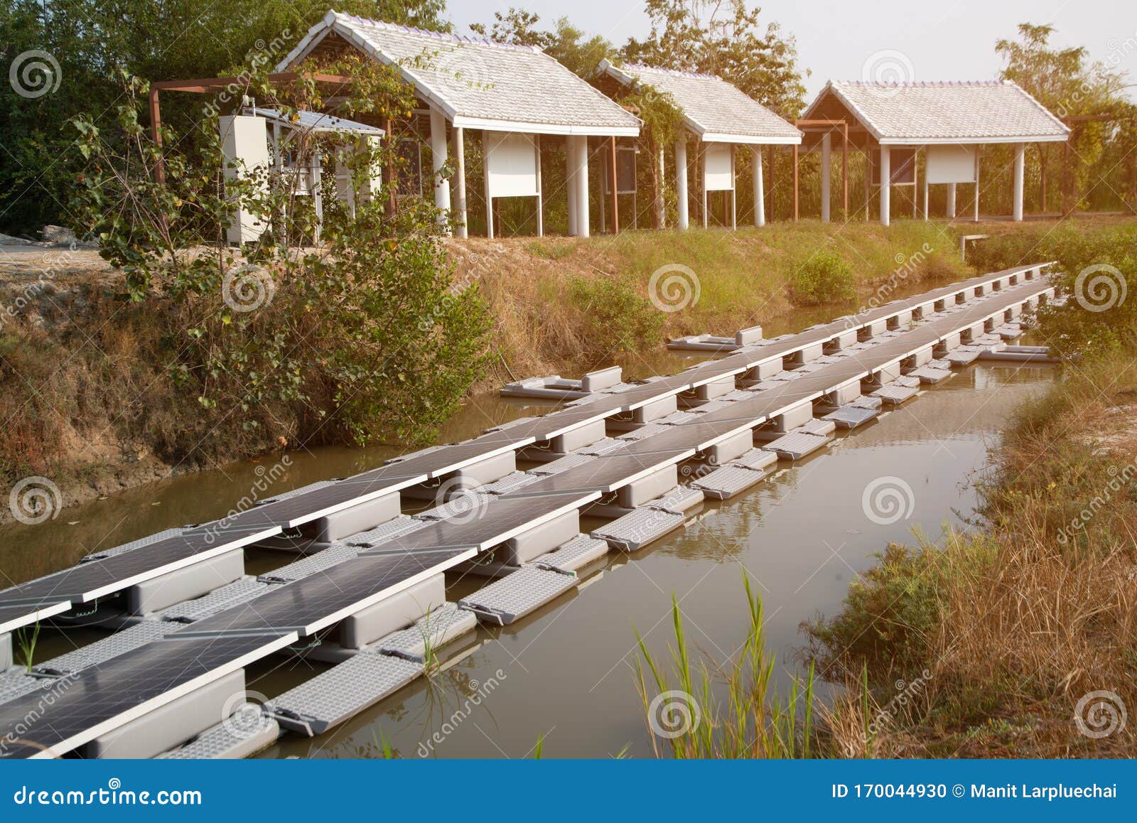 Solar Power Generation Panel Installed on the Water in the Pond ...