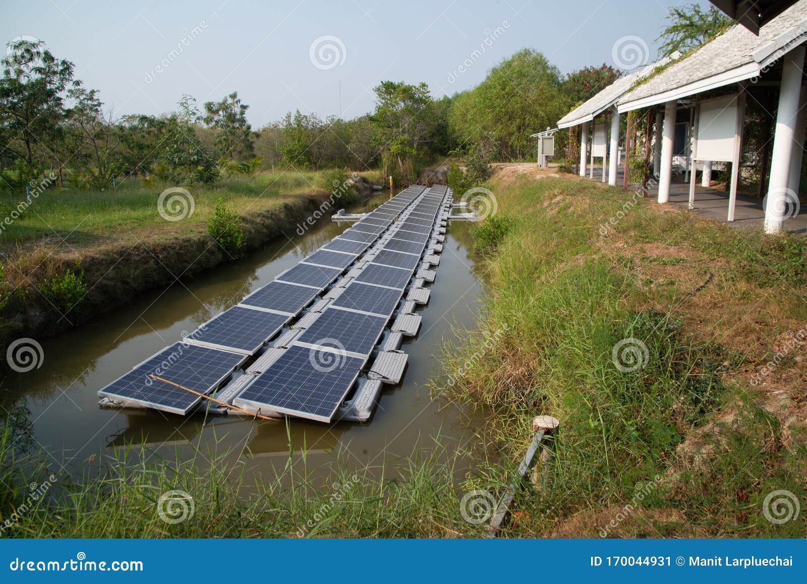 Solar Power Generation Panel Installed on the Water in the Pond ...