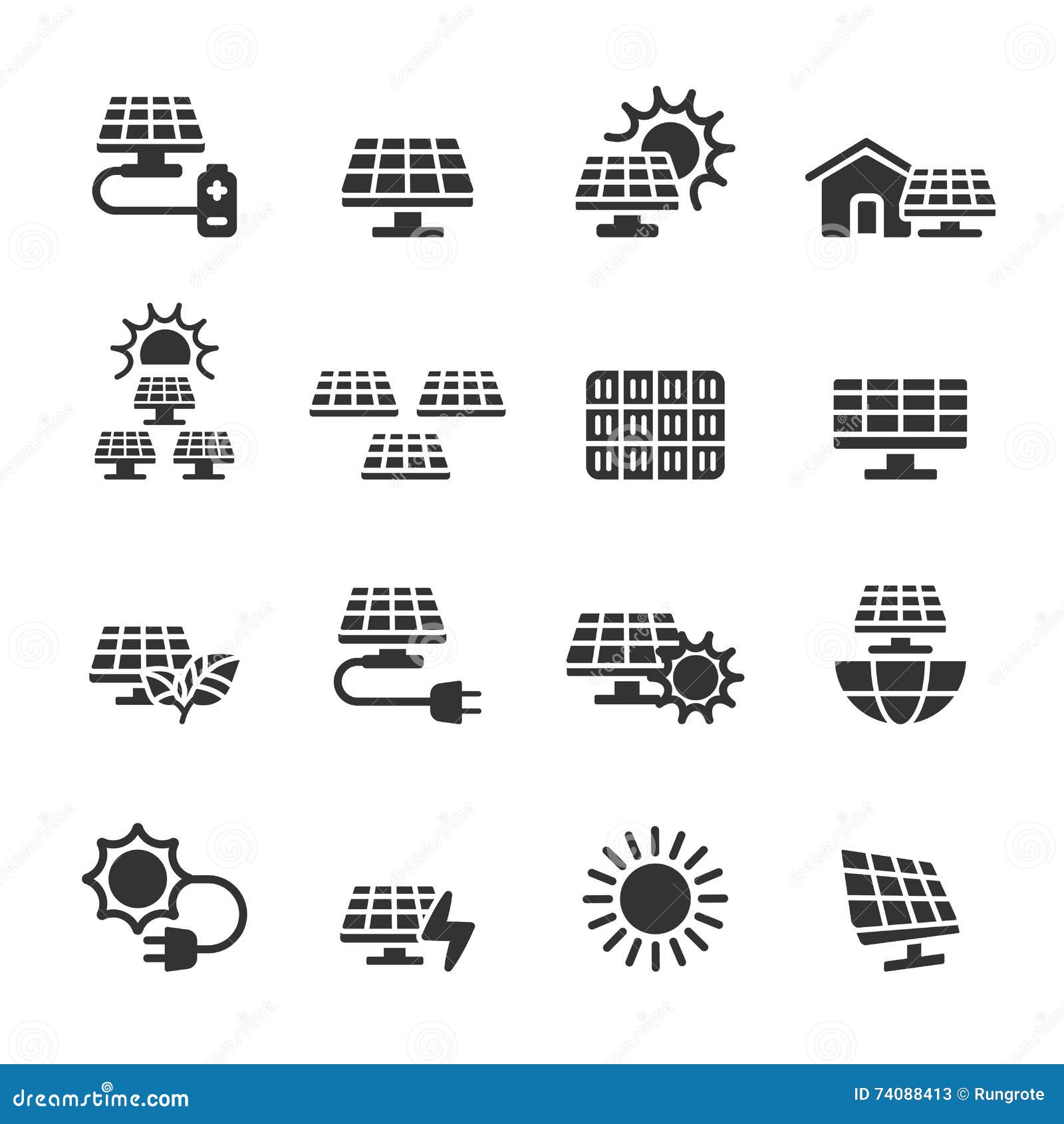 Solar Power Icon Set, Vector Eps10 Stock Vector - Illustration of sign ...