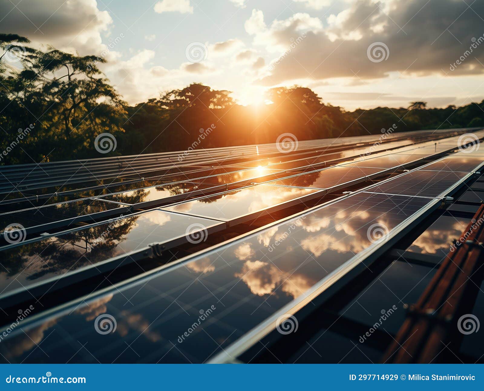 Solar Power Oasis: Rows of Energy-Efficient Solar Panels Stock ...