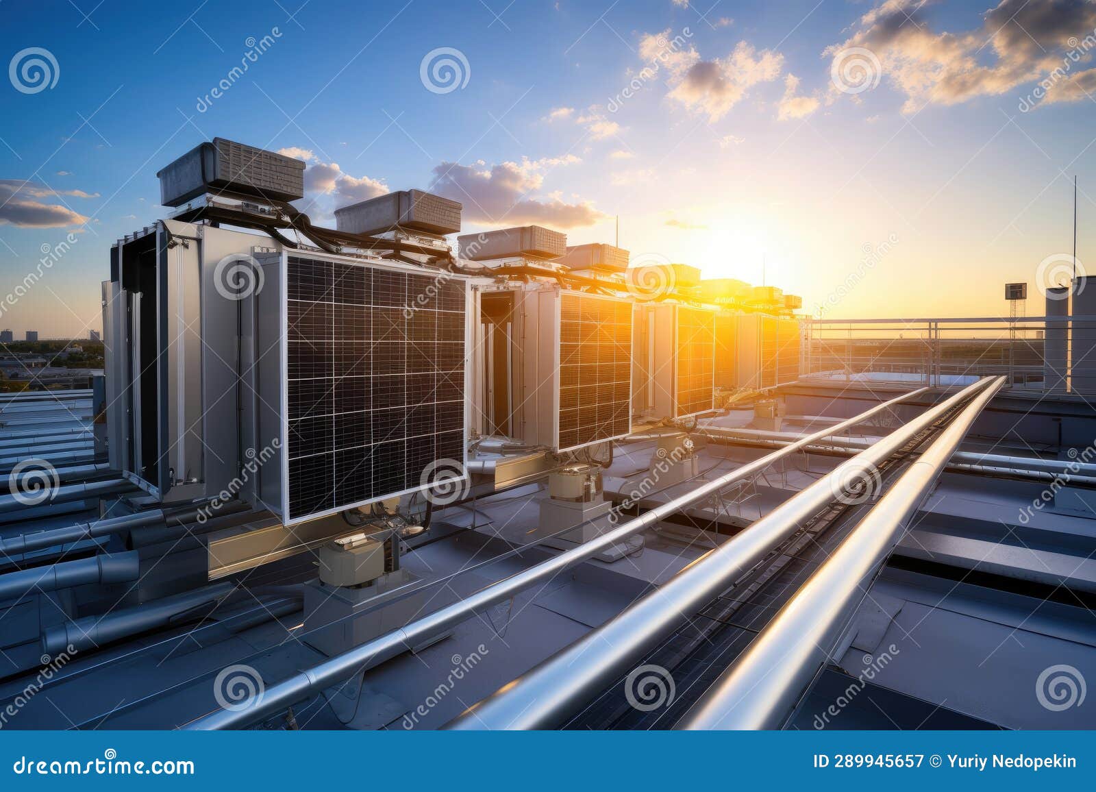 Solar Power Panels and HVAC Systems with Automation Stock Image - Image ...